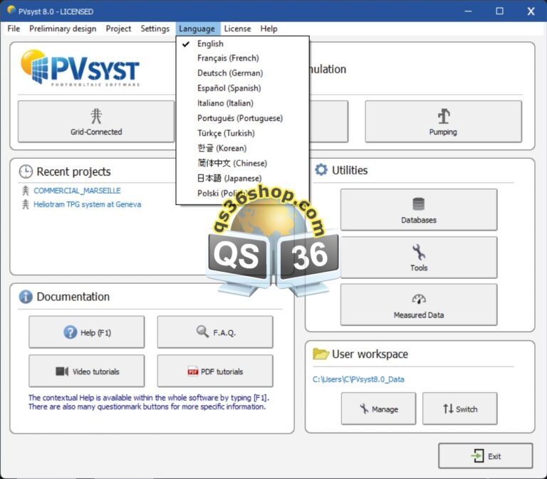 PVsyst 8.0 Full – QS36 Shop
